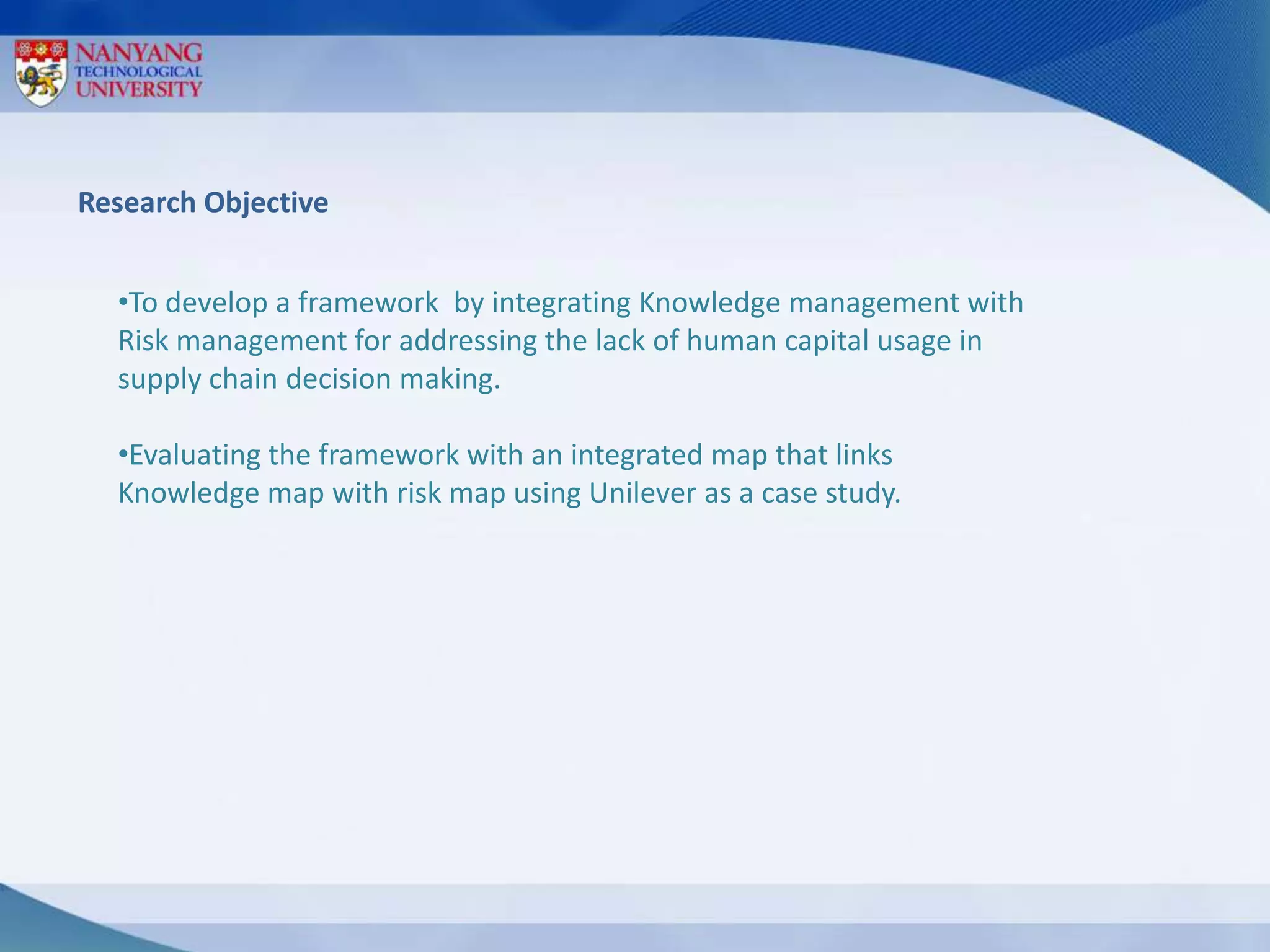 Knowledge Mangement framework in managing the risks in supply chain and ...