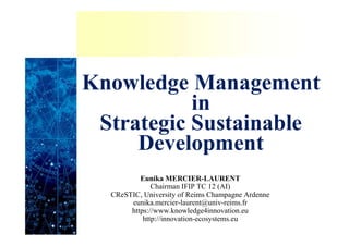 Knowledge Management in Strategic Sustainable Development | PPT