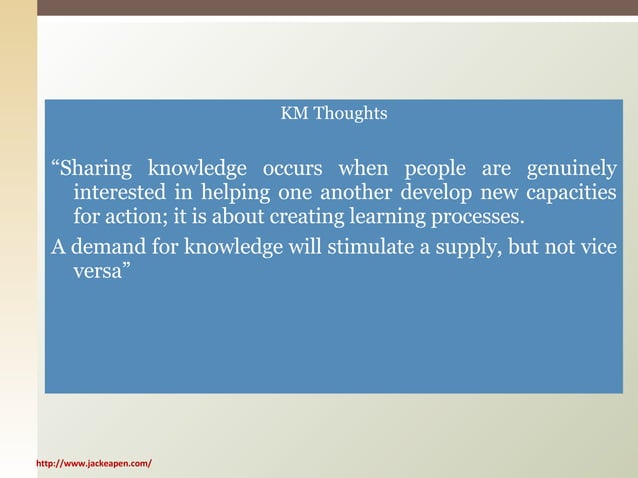 Knowledge Management-Taming the Intangible | PPT