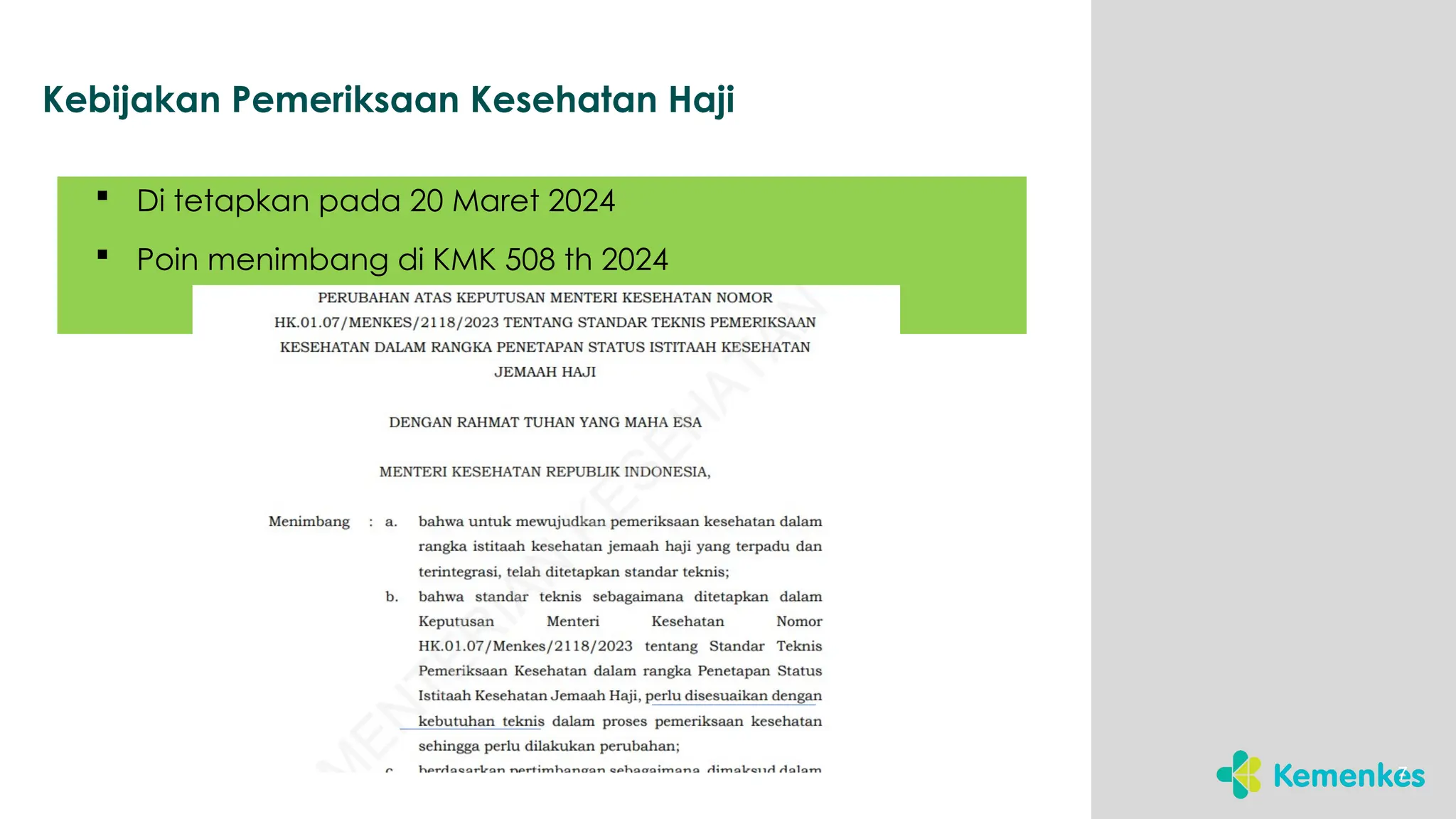 KMK 508 TH 2024 PERUBAHAN KMK 2118 TH 2023 TTG STANDAR TEKNIS RIKES ...