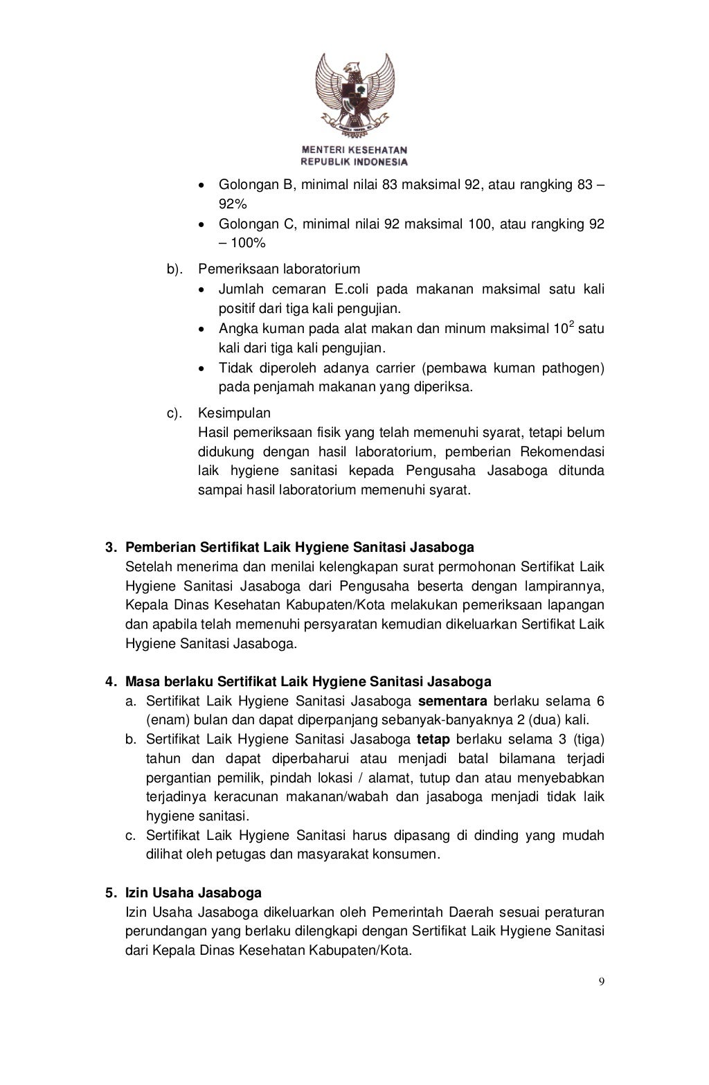 Kmk no. 715 ttg persyaratan hygiene sanitasi jasaboga | PDF