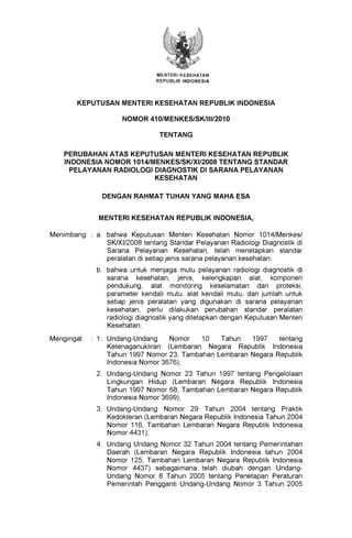 Kmk no. 410 ttg perubahan kmk no. 1014 th 2008 | PDF