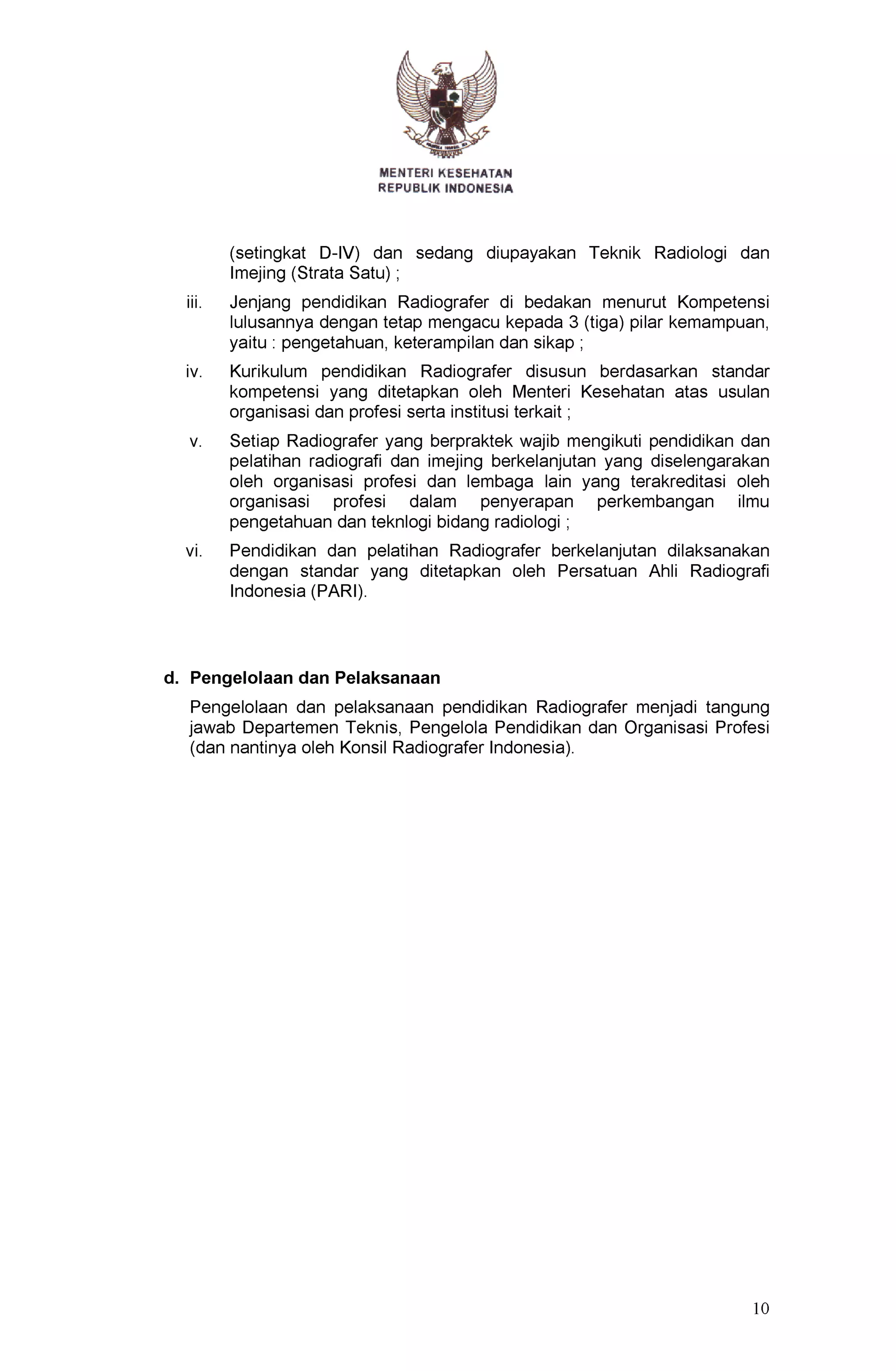 KEMENKES no. 375 TENTANG STANDAR PROFESI RADIOGRAFER 2007 | PDF