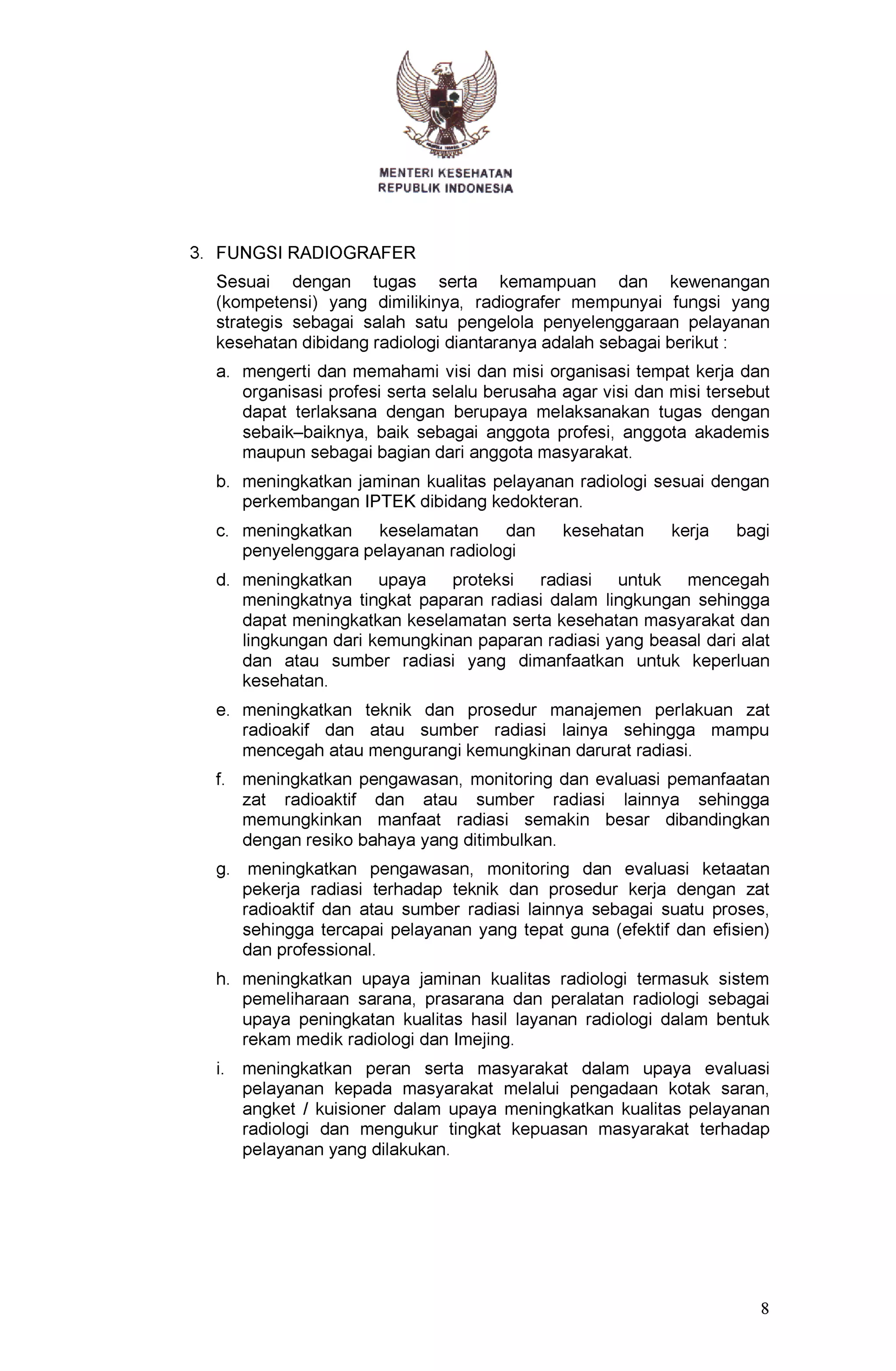 KEMENKES no. 375 TENTANG STANDAR PROFESI RADIOGRAFER 2007 | PDF