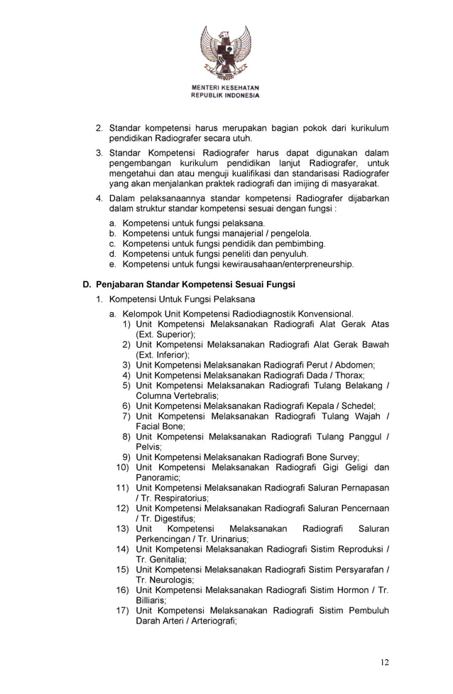 KEMENKES no. 375 TENTANG STANDAR PROFESI RADIOGRAFER 2007 | PDF