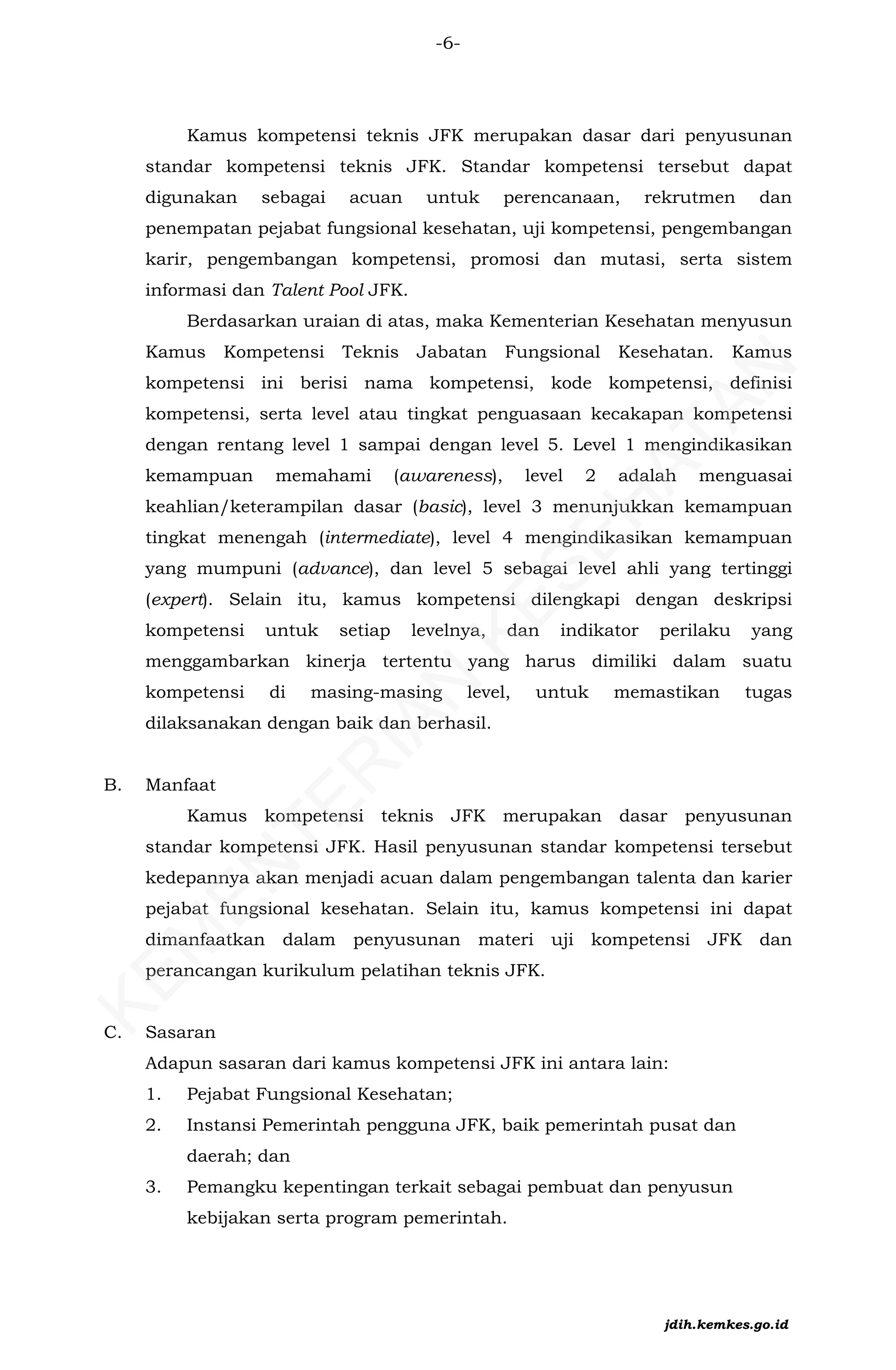 KMK No. HK.01.07-MENKES-1558-2024 ttg Kamus Kompetensi Teknis Jabatan Fungsional Kesehatan ...