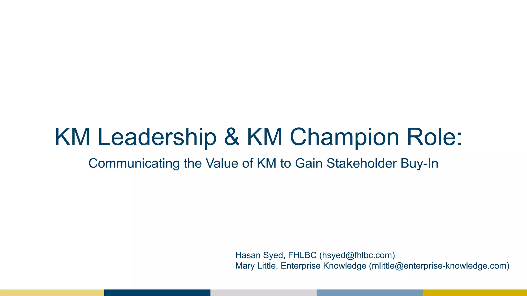 KM Leadership and the KM Champion Role | PDF | Computer Software and ...