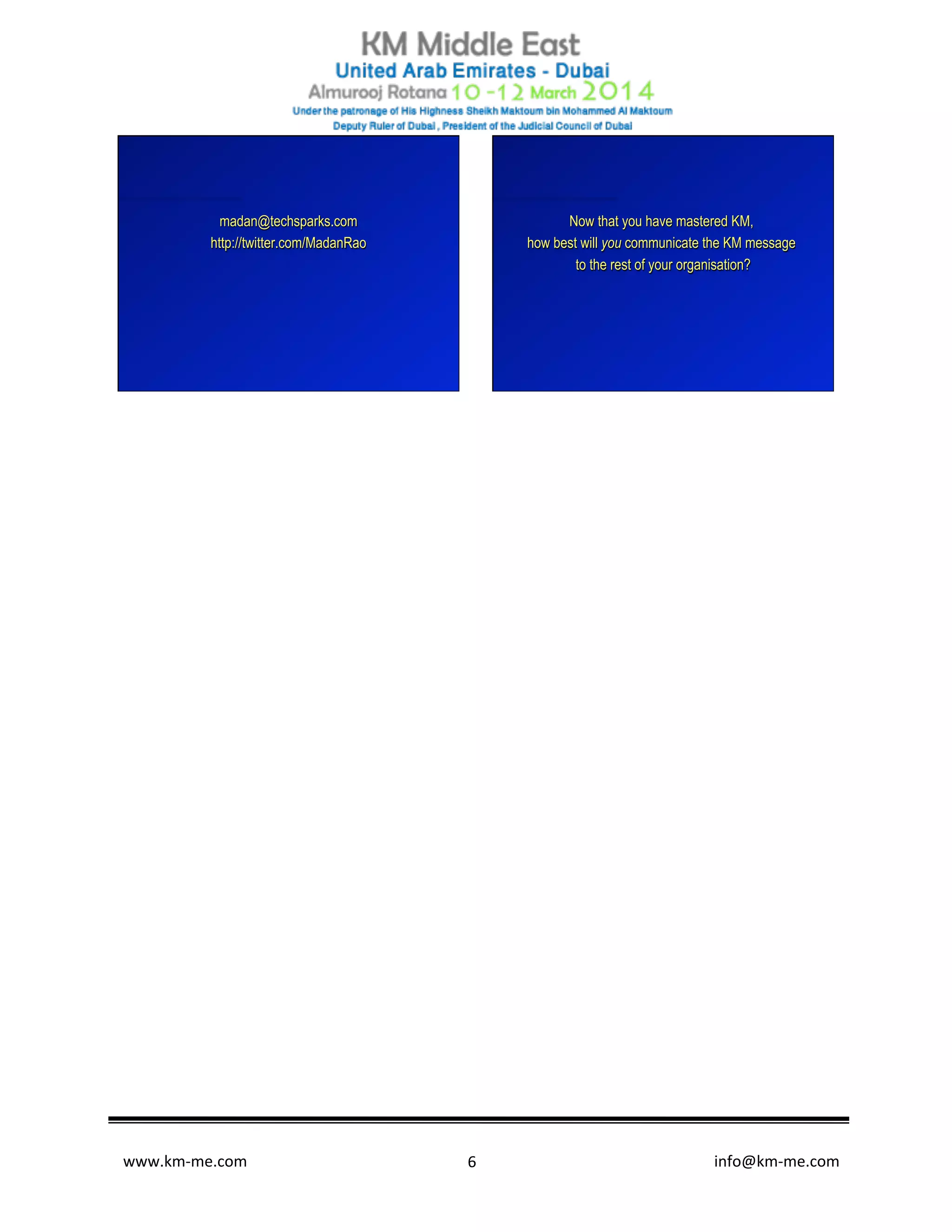 KMME 2014 Madan Rao | PDF