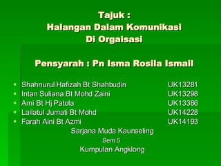 Halangan Komunikasi Di Organisasi | PPT
