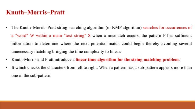 KMP String Matching Algorithm | PPTX