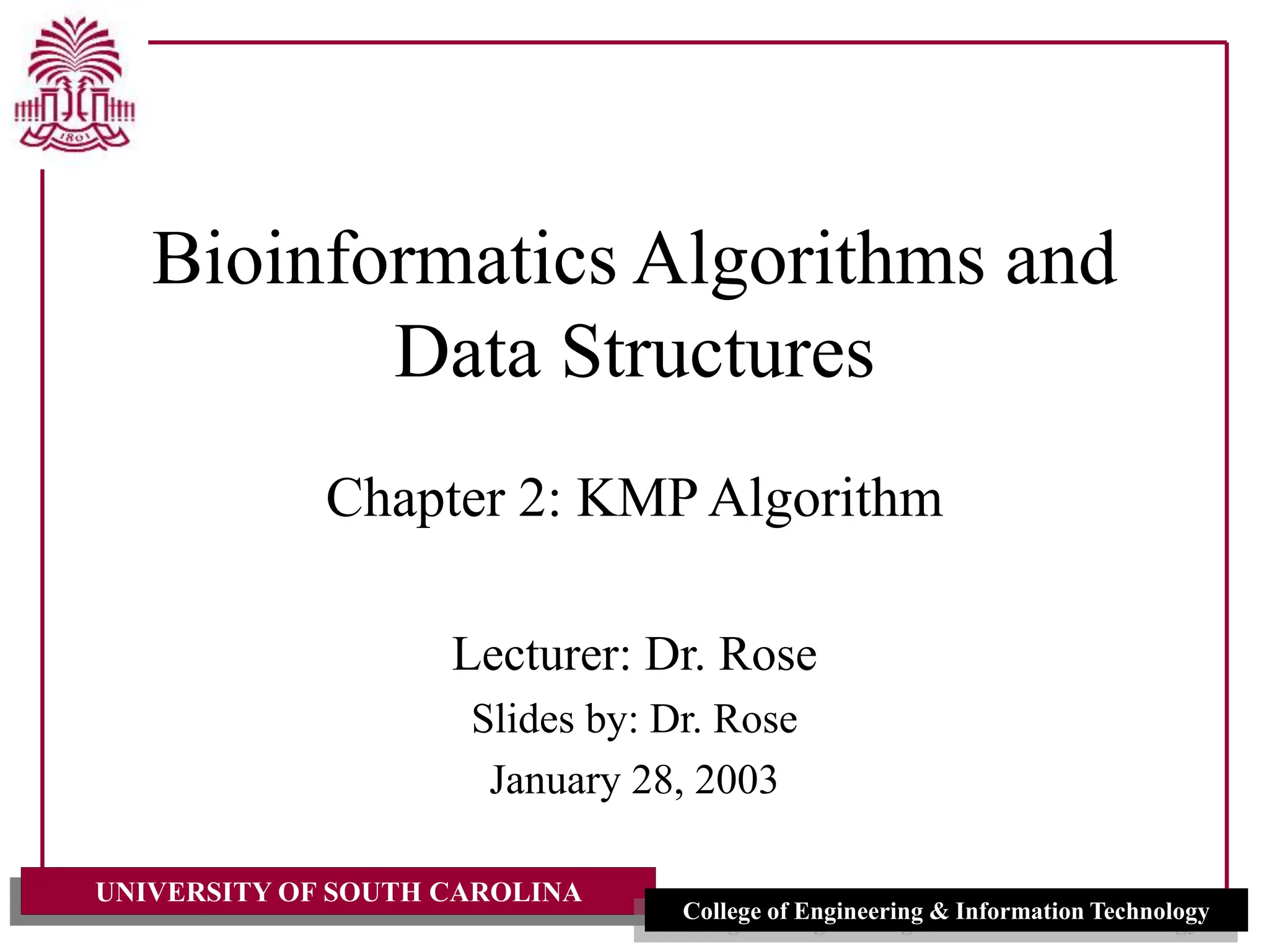 Knutt Morris Pratt Algorithm by Dr. Rose.ppt