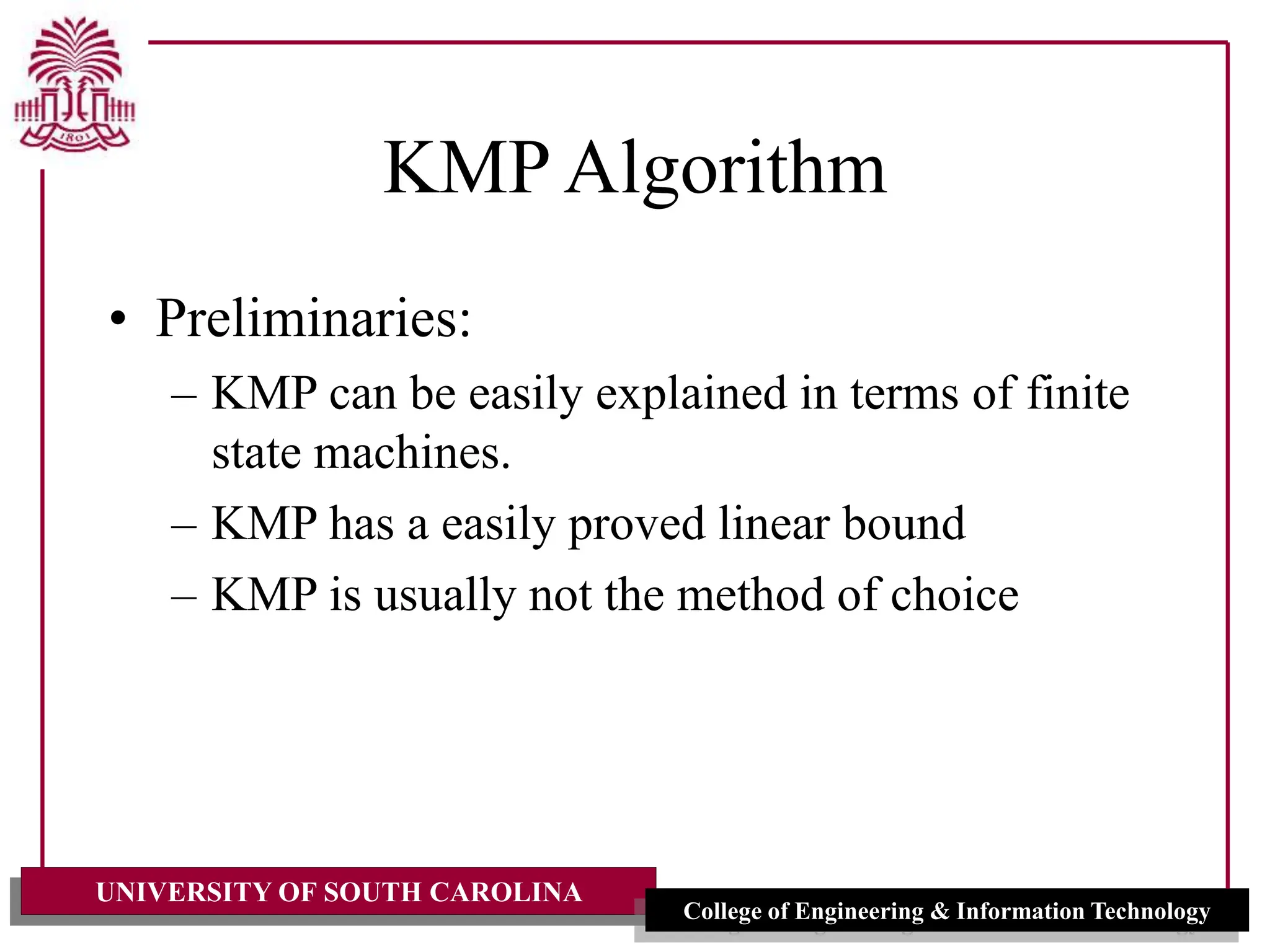 Knutt Morris Pratt Algorithm by Dr. Rose.ppt | Physics | Science