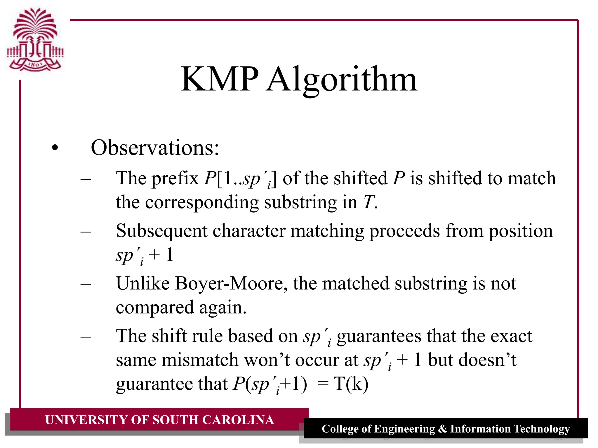Knutt Morris Pratt Algorithm by Dr. Rose.ppt