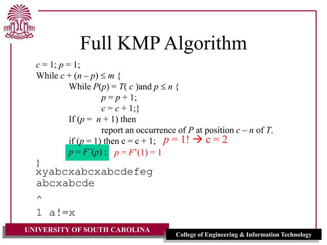 Knutt Morris Pratt Algorithm by Dr. Rose.ppt | Physics | Science