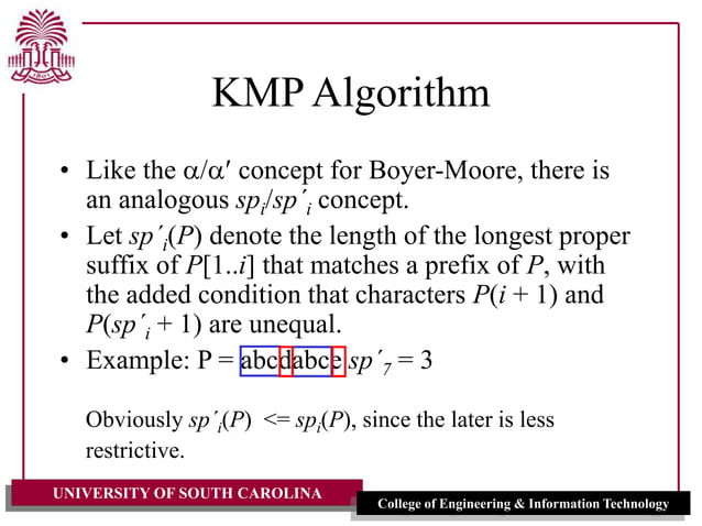 Knutt Morris Pratt Algorithm by Dr. Rose.ppt | Physics | Science