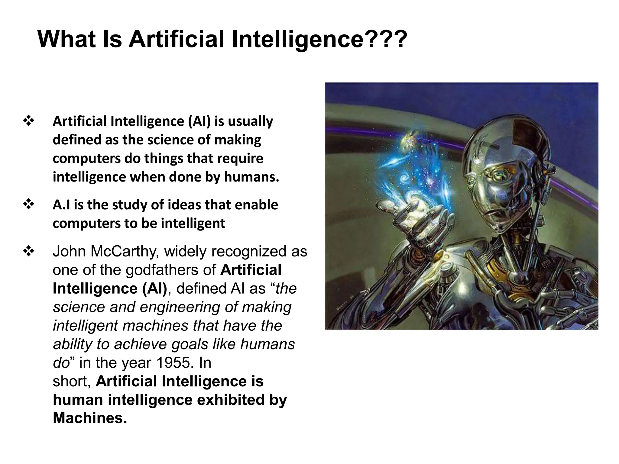 Introduction on artificial Intelligence and Machine Learning | PPT