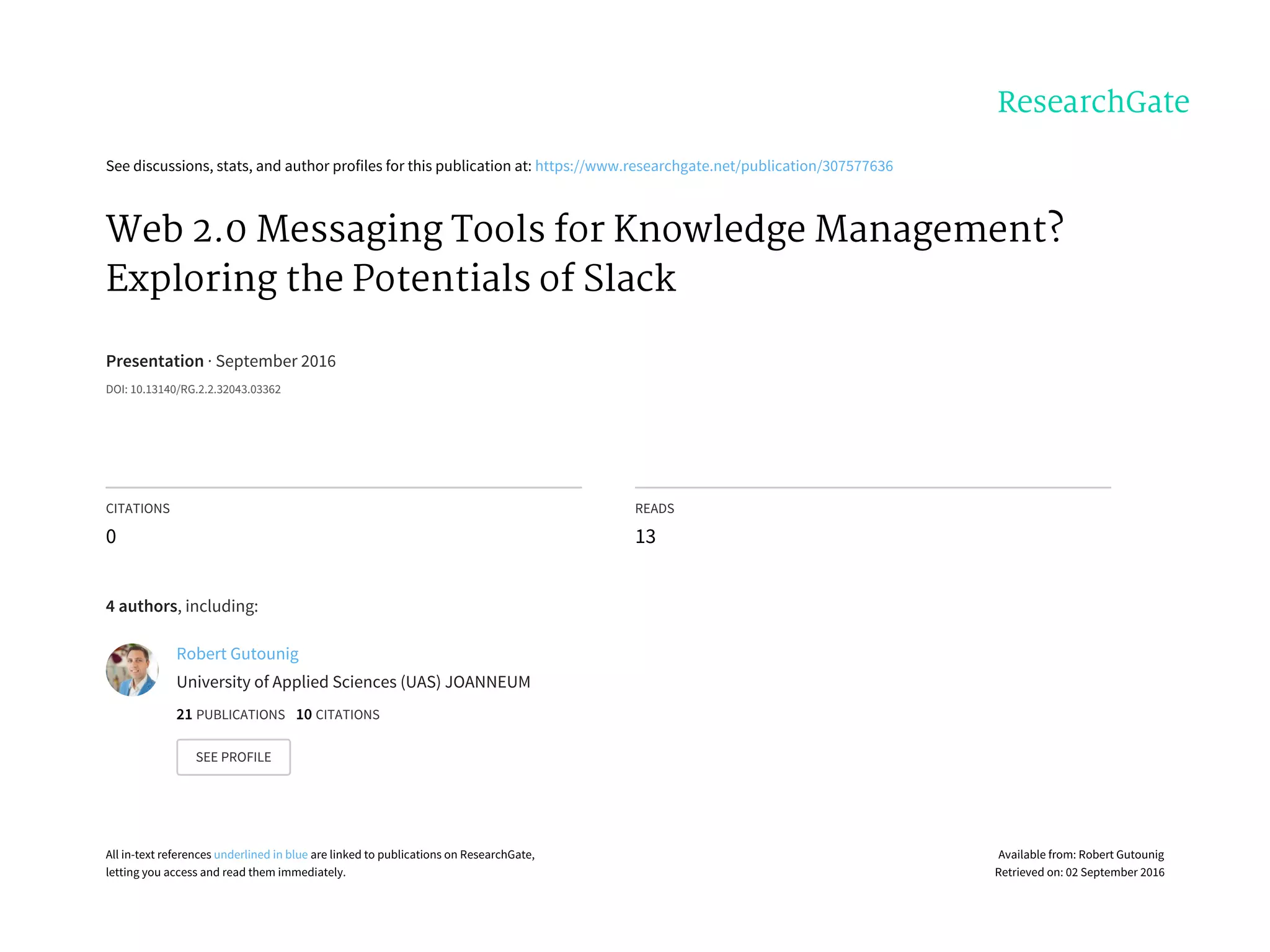 Web 2.0 Messaging Tools for Knowledge Management? Exploring the ...