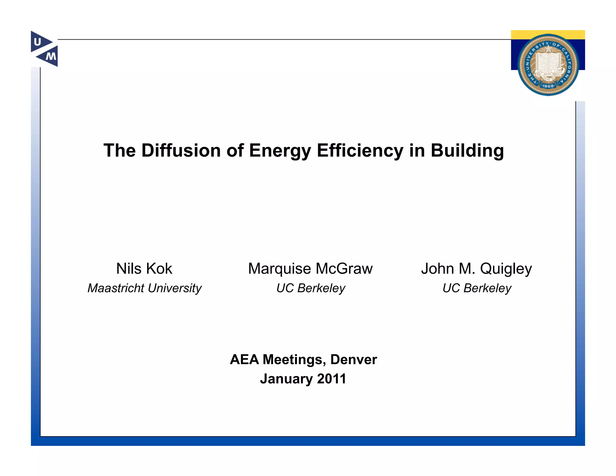 The Diffusion of Energy Efficiency in Building | PPT