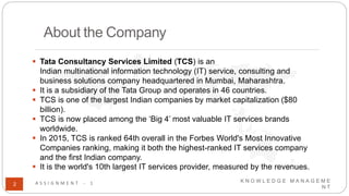 Knowledge Management Process in TCS | PPTX