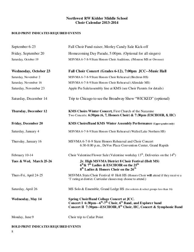 KMS Choir Handbook 2013 2014