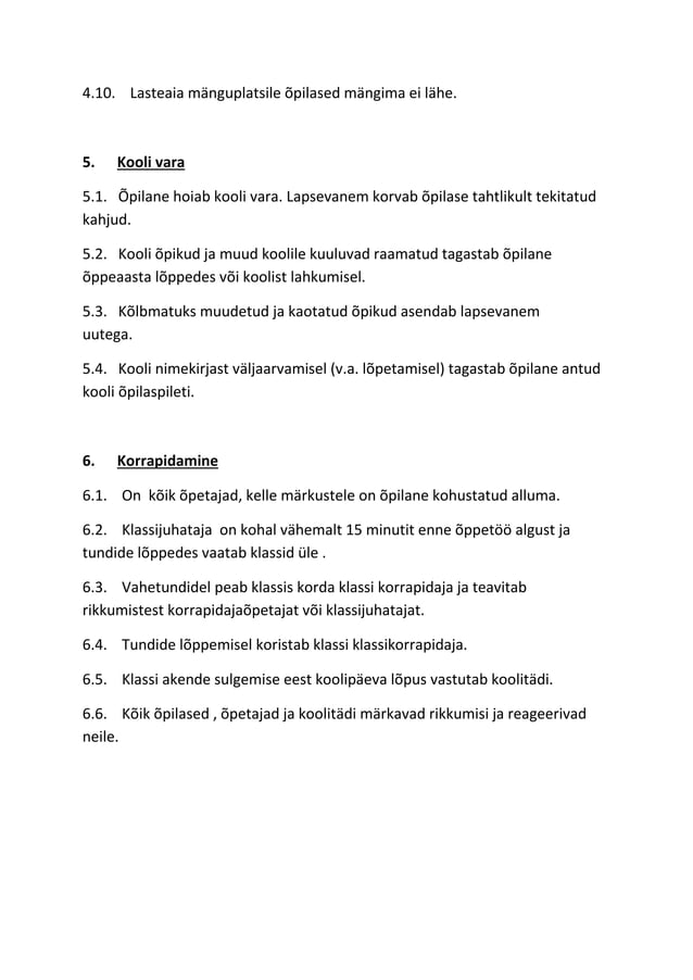 Kõmsi kooli kodukord | PDF