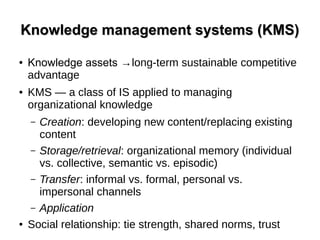 KMS, organizational learning and communities of practice | PPT