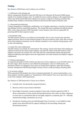 Knowledge Management at Infosys and Unisys : A Comparison | DOC