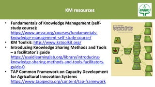 The Role of Knowledge Management in Agricultural Innovation Systems ...