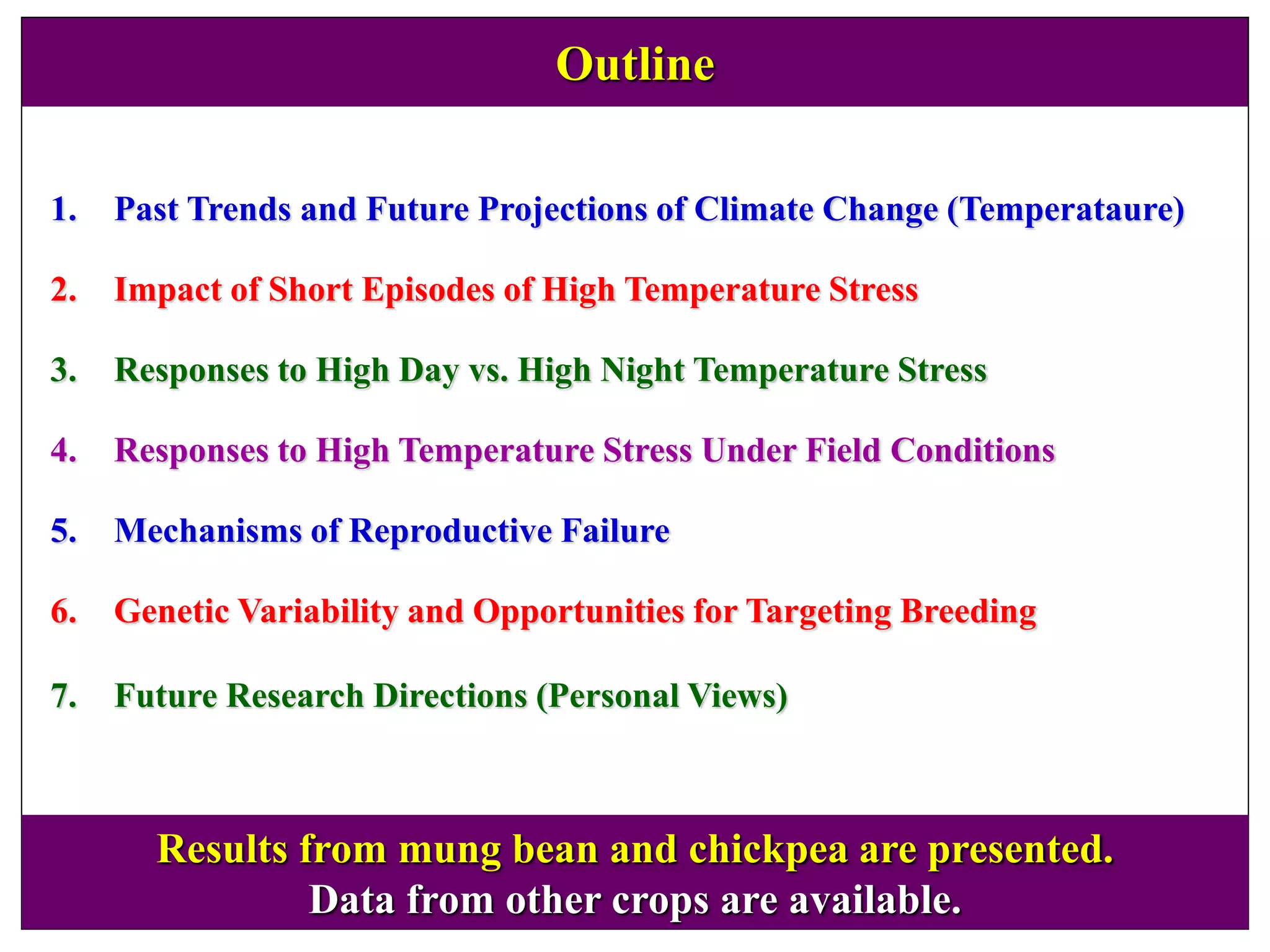 Impact of High Temperature Stress on Pulse Crops | PPT