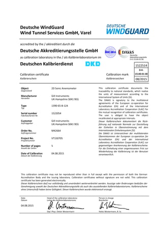 GILL Instruments' and MEASNET - WindObserver, WindMaster, WindMaster ...