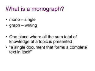 Knapp Elements of a Modern Monograph | PPT