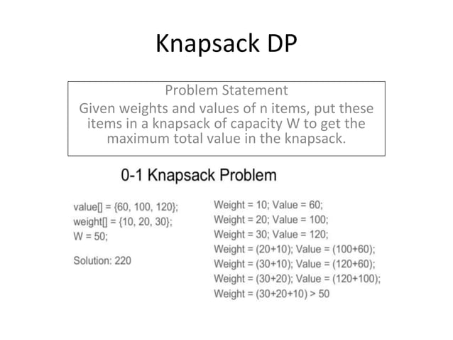Knapsack dp | PPT