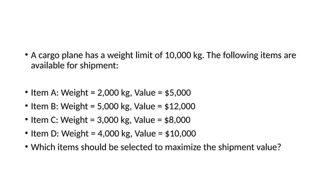 Knapsack problem based questions for practice | PPT