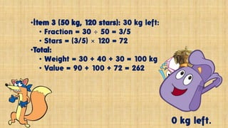 Fractional Knapsack Problem with Dora Example in Java | PPT