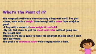 Fractional Knapsack Problem with Dora Example in Java | PPT