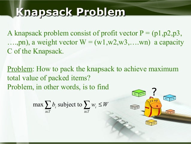 Knapsack problem using fixed tuple Knapsack problem using fixed tuple
