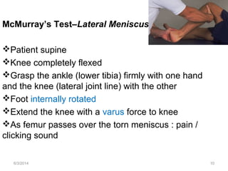 Lesions of the Menisci | PPT | Death, Injury, or Military Conflict ...