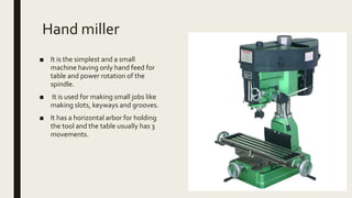 Knee and column milling machines | PPTX