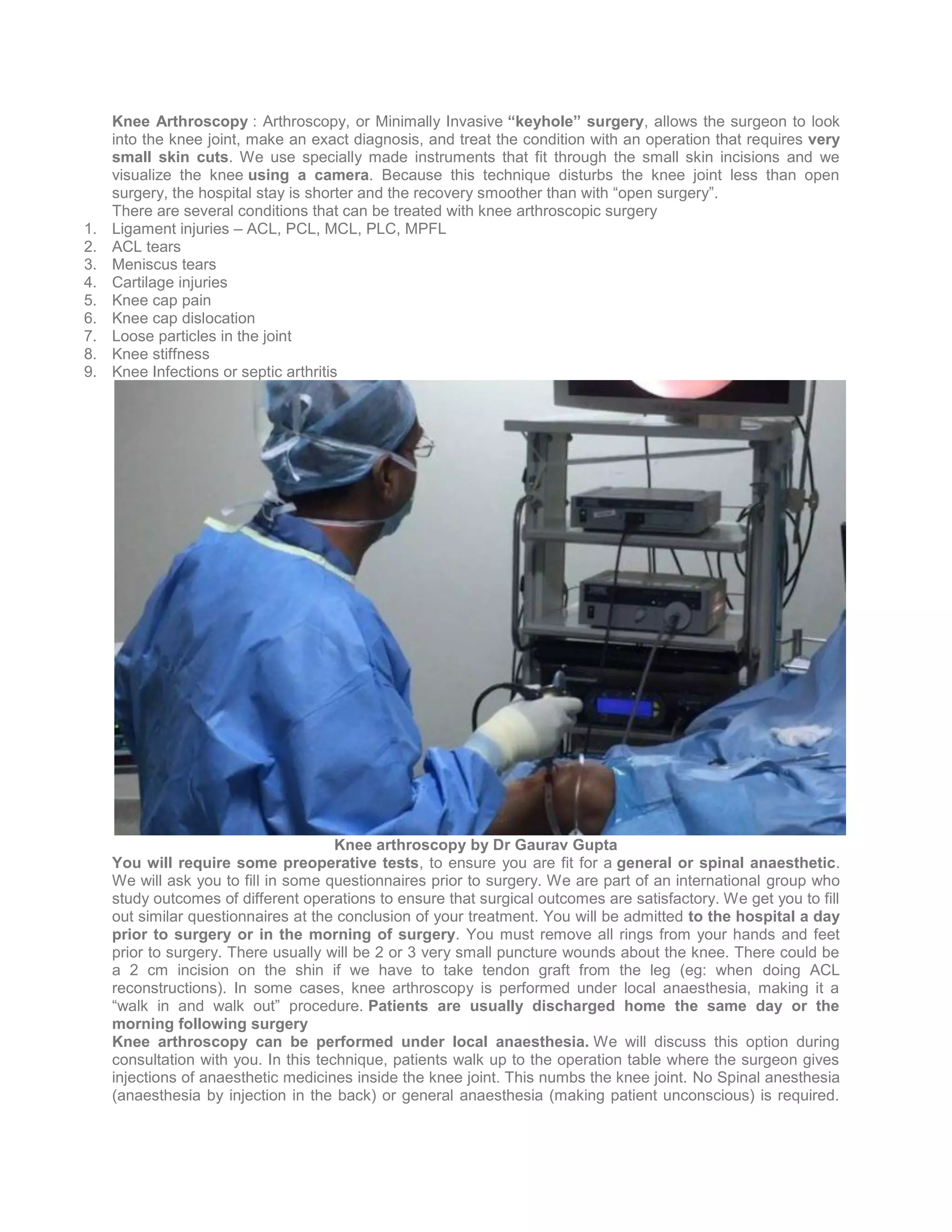 Knee arthroscopy | PDF