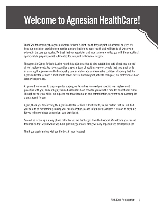 A Patient's Guide to Knee Replacement Surgery: Ripon Medical Center | PDF