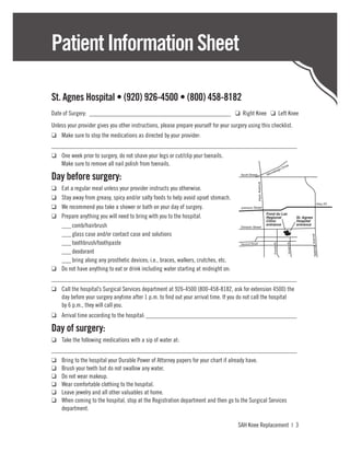 A Patient's Guide to Knee Replacement Surgery: St. Agnes Hospital | PDF