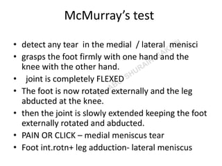Examination of the Knee joint | PPTX