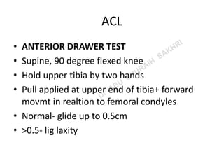 Examination of the Knee joint | PPTX