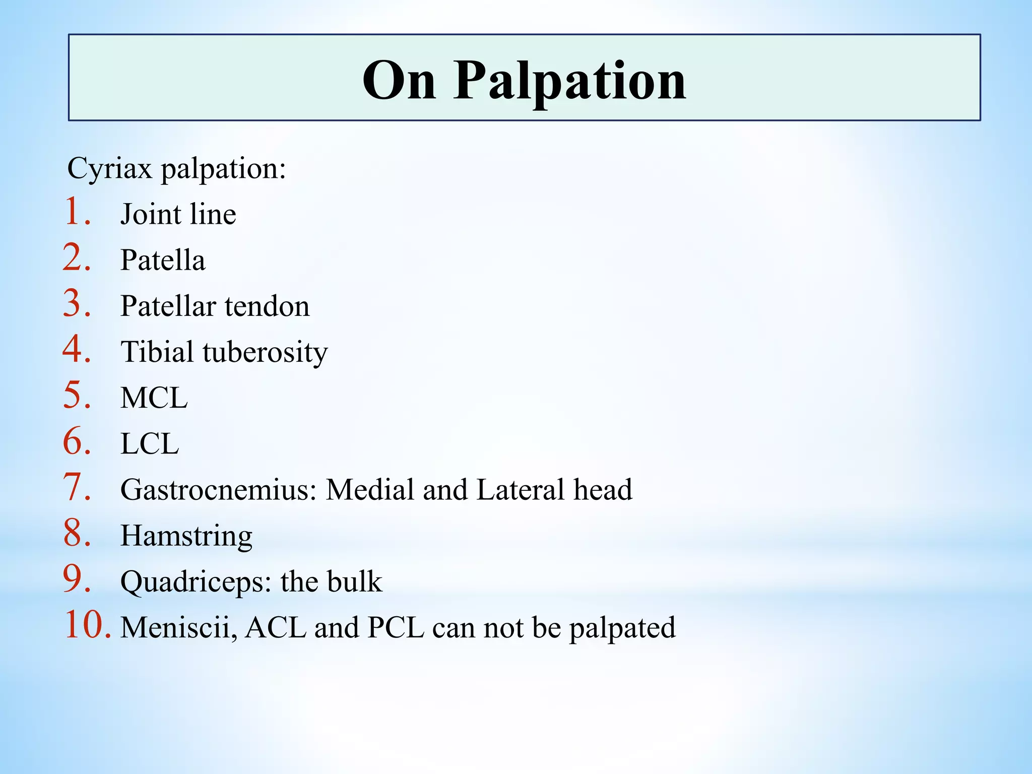 Knee joint anatomy, biomechanics, pathomechanics and assessment | PPTX