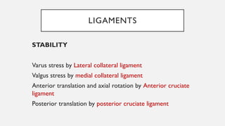 Knee Joint Biomechanics - Orthopedics JPMC, KHI | PPTX