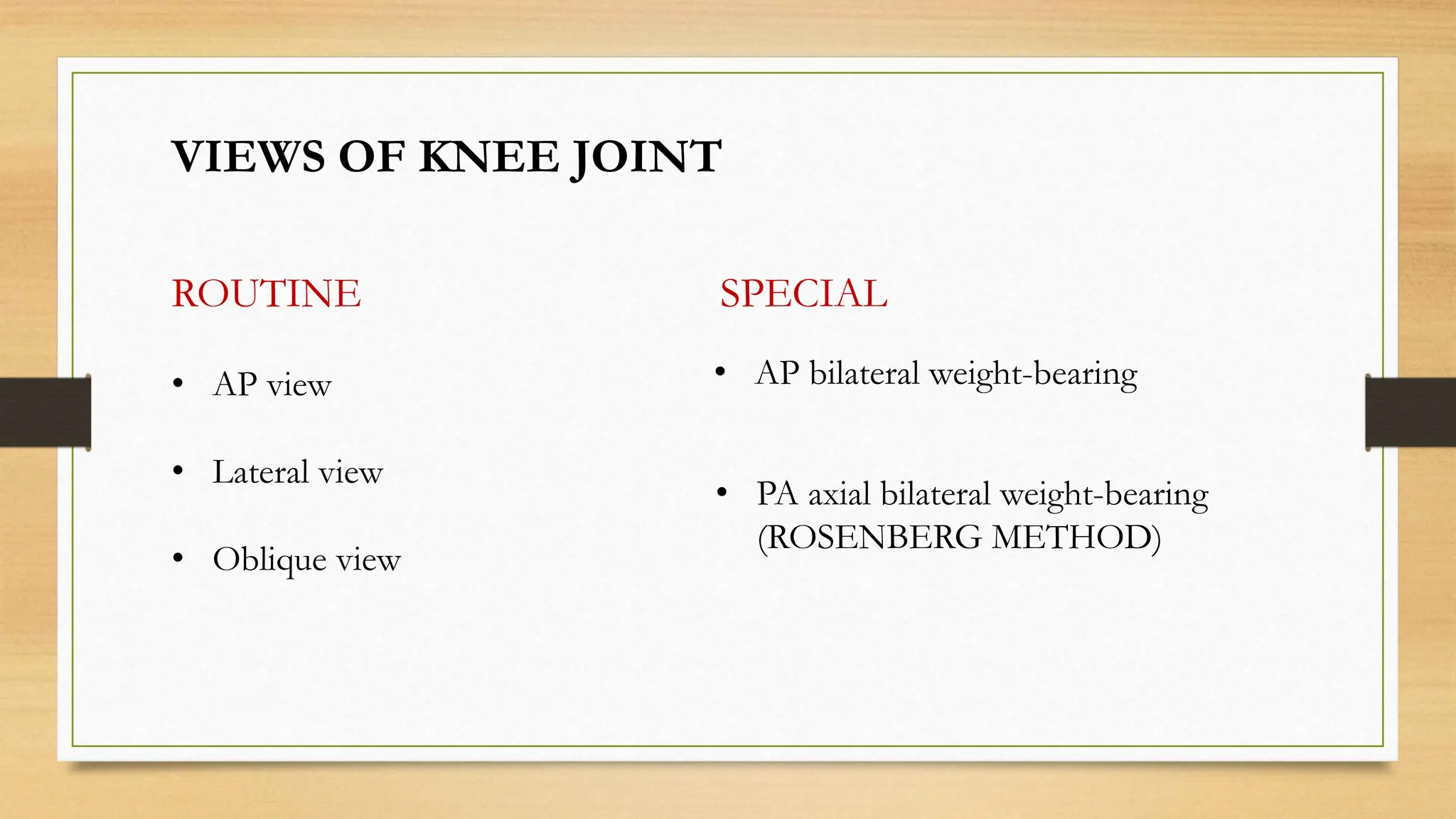 Knee joint (Radiographic projection's) | PPTX