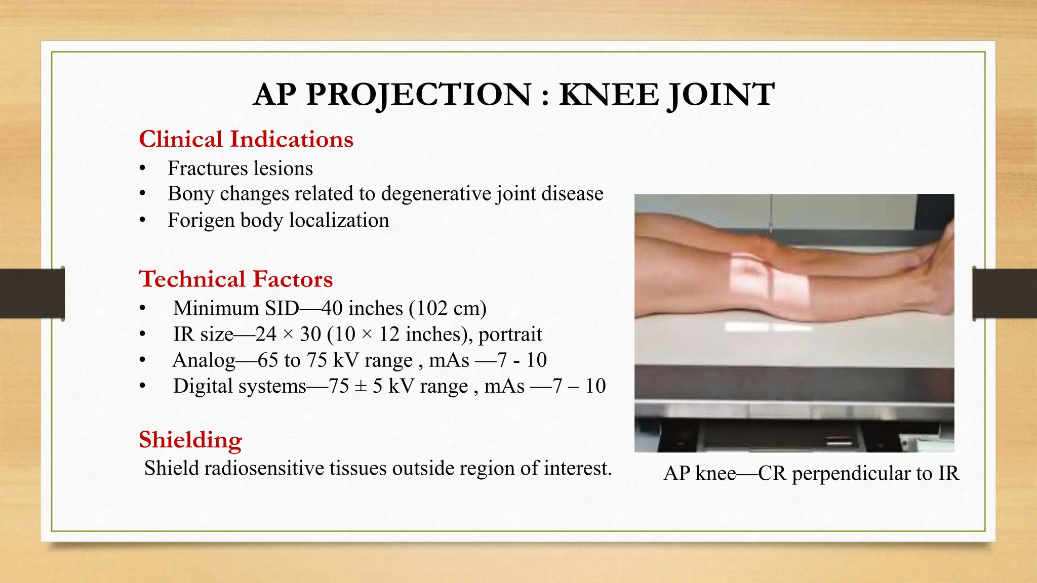 Knee joint (Radiographic projection's) | PPTX