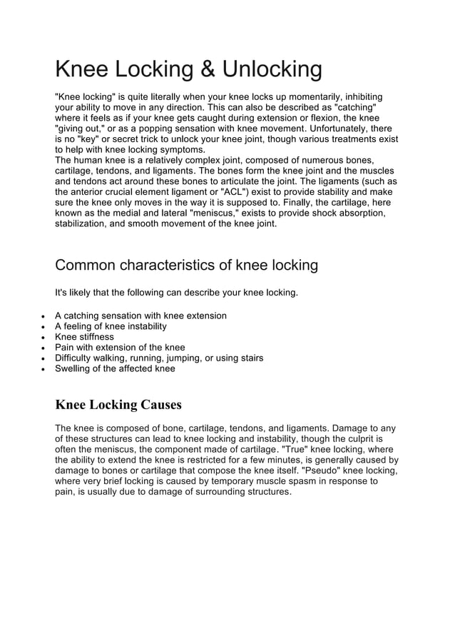 Knee locking & Unlocking | PDF