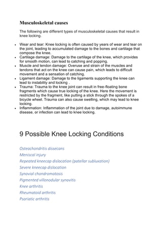 Knee locking & Unlocking | PDF