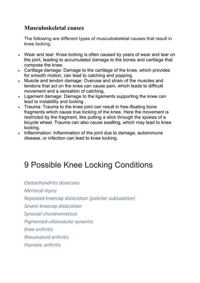 Knee locking & Unlocking | PDF